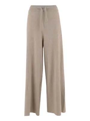 JIL SANDER Cashmere Wide Leg Pants - Beige