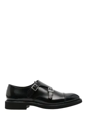 DOUCAL'S Leather Monk Shoes - Black