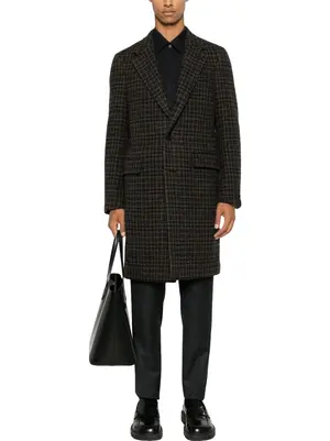 Caruso Houndstooth Wool-cashmere Coat - Brown