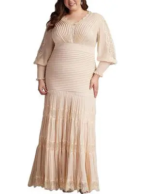 Tadashi Shoji Nyssa Bishop Sleeve Gown - Taupe