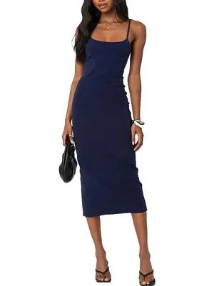EDIKTED Air Back Slitted Midi Dress - Navy