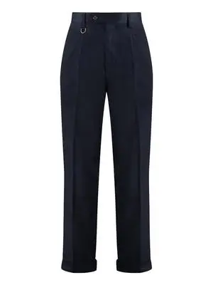 PAOLO PECORA Cotton-blend Trousers - Blue