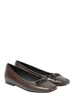 Brunello Cucinelli Monili Bow-detail Ballet Flats - Brown