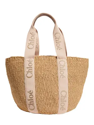 Chloé Large Woody Basket Tote - Nude