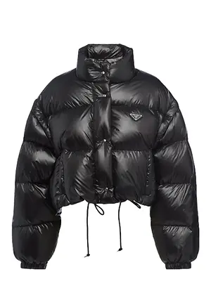 Prada Re-nylon Cropped Nylon Jacket - Black