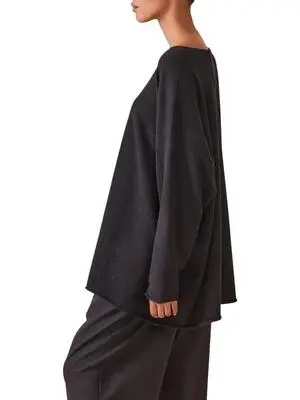 Eskandar A-line Bateau Neck Cashmere Sweater - Black