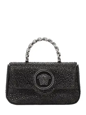 Versace La Medusa Crystal-embellished Mini Bag - Black