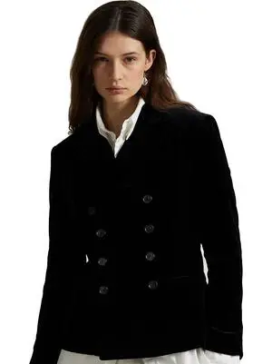 Ralph Lauren Double-breasted Velvet Blazer - Polo Black