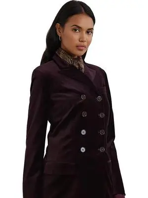 Ralph Lauren Double-Breasted Velvet Blazer Royal Claret Velvet