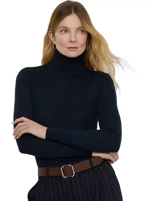 Ralph Lauren Silk-blend Turtleneck Sweater - Lauren Navy