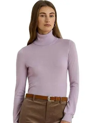 Ralph Lauren Silk-blend Turtleneck Sweater - Lavender Frost