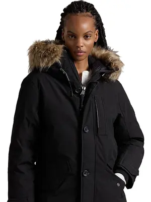 Ralph Lauren Down Parka With Faux-fur Trim - Polo Black