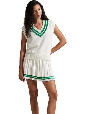 Ralph Lauren Pleated Cricket Skort - White Splash/scarab Green