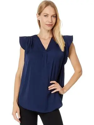 Vince Camuto Vince Camuto V-Neck Ruffle Sleeve Blouse Navy