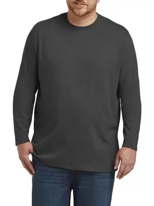 HARBOR BAY BY DXL Big & Tall Moisture-wicking Long-sleeve T-shirt - Graniththr