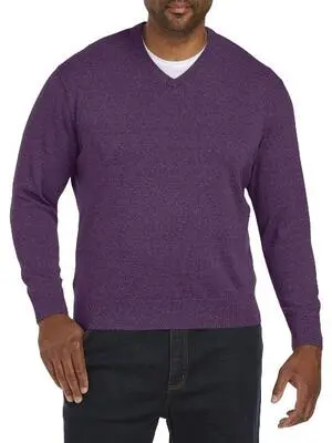 HARBOR BAY BY DXL Big & Tall V-neck Pullover - Wineberry Heather