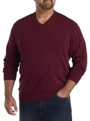 HARBOR BAY BY DXL Big & Tall V-neck Pullover - Zinfandel