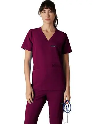 MEMBERS ONLY Palermo 4-pocket Scrub Top - Wine
