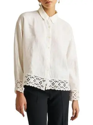 REISTOR Button-down Shirt With Lace - Shell Off-white