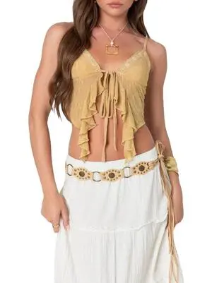 EDIKTED Yola Embroidered Camisole - Nude