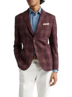 Eleventy Plaid Wool Sport Coat - Barolo