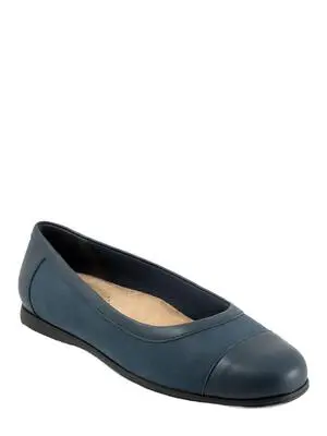 Trotters Delmara Leather Slip-on With Cap Toe - Navy Nubuck