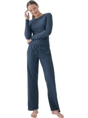 PACT Luxe Essential Wide Leg Pant - French Navy Heather