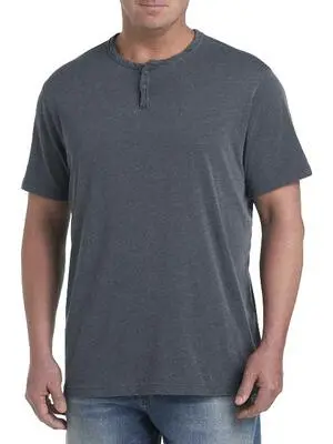 Lucky Brand Big & Tall Burnout Notch Neck T-shirt - Jet Black