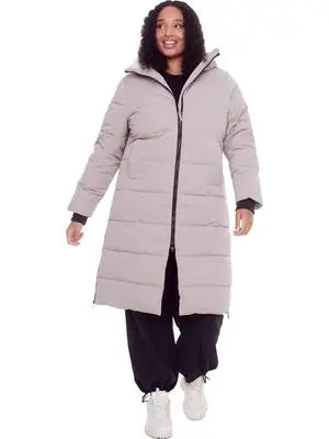 ALPINE NORTH Kluane Plus Size Vegan Down Ultra Long Winter Parka Light Taupe