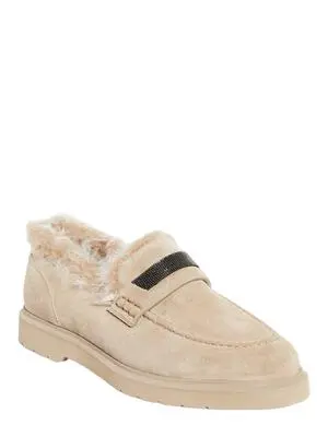 Brunello Cucinelli Monili Shearling Loafer - Ice