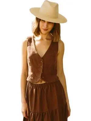 WHIMSY + ROW Bowie Button-Down Vest Chocolate