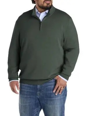 HARBOR BAY BY DXL Quarter-zip Pullover Sweater - Deep Forest