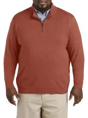 HARBOR BAY BY DXL Big & Tall Quarter-zip Pullover Sweater - Pumpkin Heather