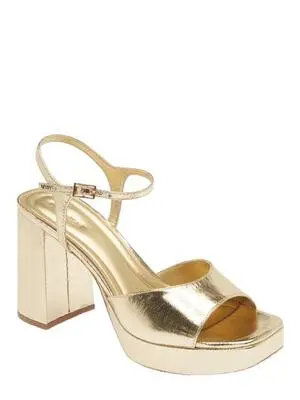 OPEN EDIT Whitney Block Heel Sandal - Gold Metallic
