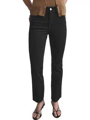 Mango Sienna Raw Hem Crop Flare Jeans - Black Denim
