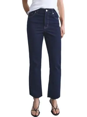 Mango Sienna Raw Hem Crop Flare Jeans - Open Blue