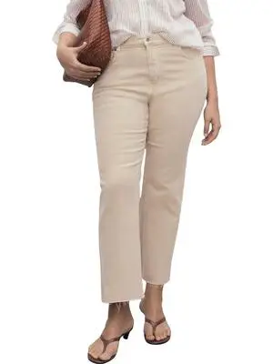 Mango MANGO Sienna Raw Hem Crop Flare Jeans Sand