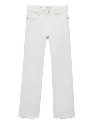 Mango Sienna Raw Hem Crop Flare Jeans - White