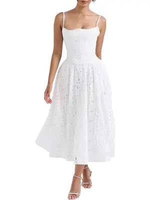 House Of Cb Francine Cotton Eyelet Skirt - Cloud Dancer