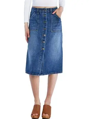WASH LAB DENIM A-line Denim Skirt - Shark Blue