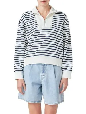 GREY LAB Grey Lab Stripe Terry Cloth Pullover