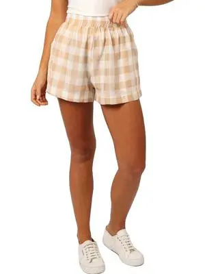 PETAL & PUP Jemmy High Waist Shorts - Beige Check