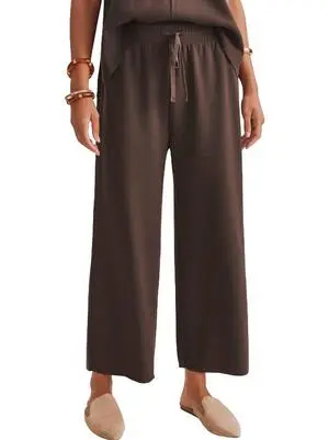 Splendid Splendid Winslow Crop Wide Leg Sweatpants Java Brown