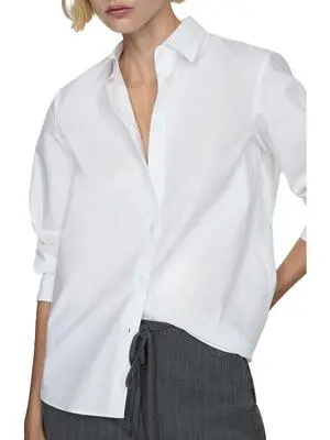 Mango Relaxed Fit Button-up Shirt - Off White