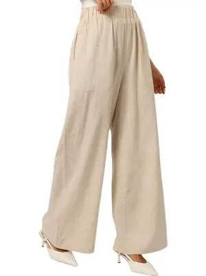 PETAL & PUP Soraya Wide Leg Pants - Oatmeal