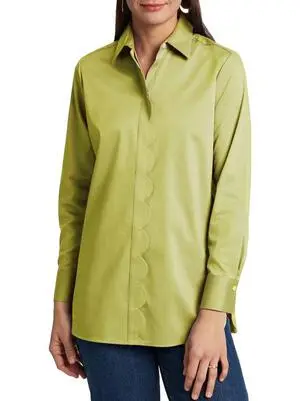 Foxcroft Layla Sateen Button-up Shirt - Chartreuse