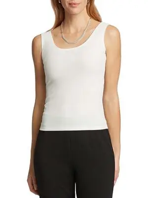 Foxcroft Georgia Crepe Knit Tank - Ecru