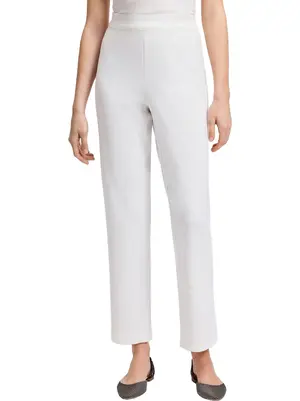 Foxcroft Louisa Crepe Knit Ankle Pants - Ecru