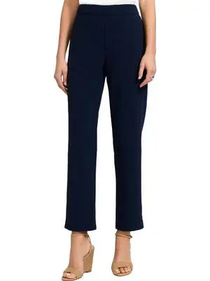 Foxcroft Louisa Crepe Knit Ankle Pants - Navy