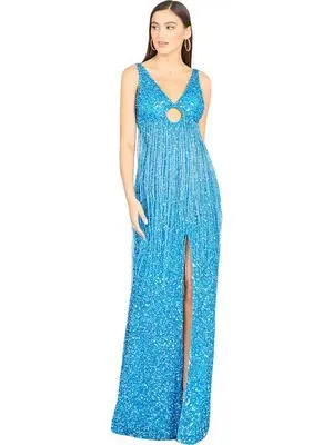 LARA NEW YORK Regan Sequin Fringe Dress - Ocean